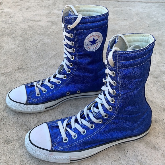Converse | Shoes | Converse Blue Glitter Calf High Top Sneaker | Poshmark